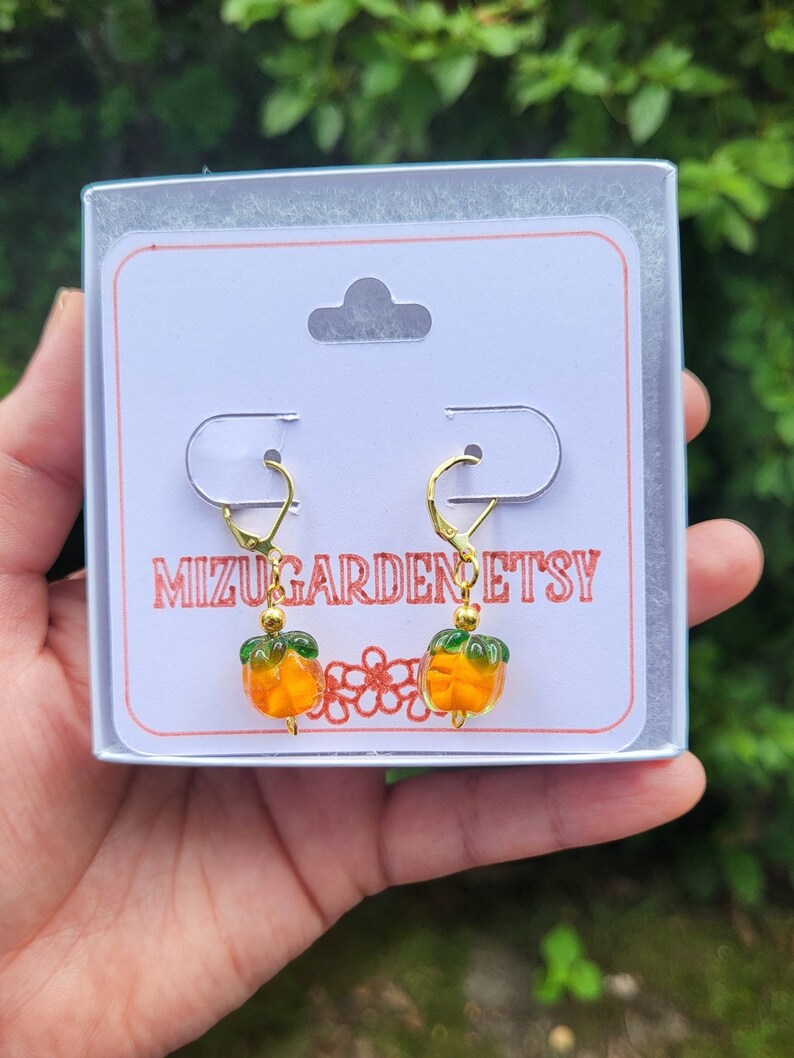 Fruit Inspired Hoop Earrings, Persimmons Earrings, Fruit Jewelry, Cute ...