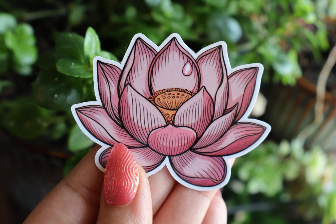 Pink Lotus Bujo Sticker Waterproof Handmade Laminated Vinyl, Floral ...