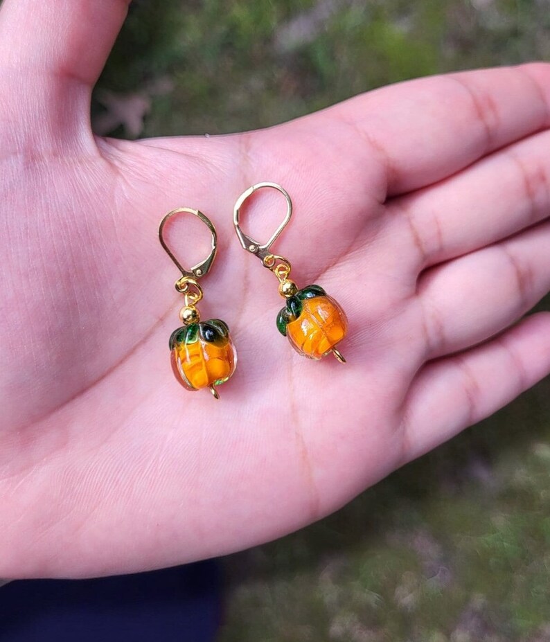 Fruit Inspired Hoop Earrings, Persimmons Earrings, Fruit Jewelry, Cute ...