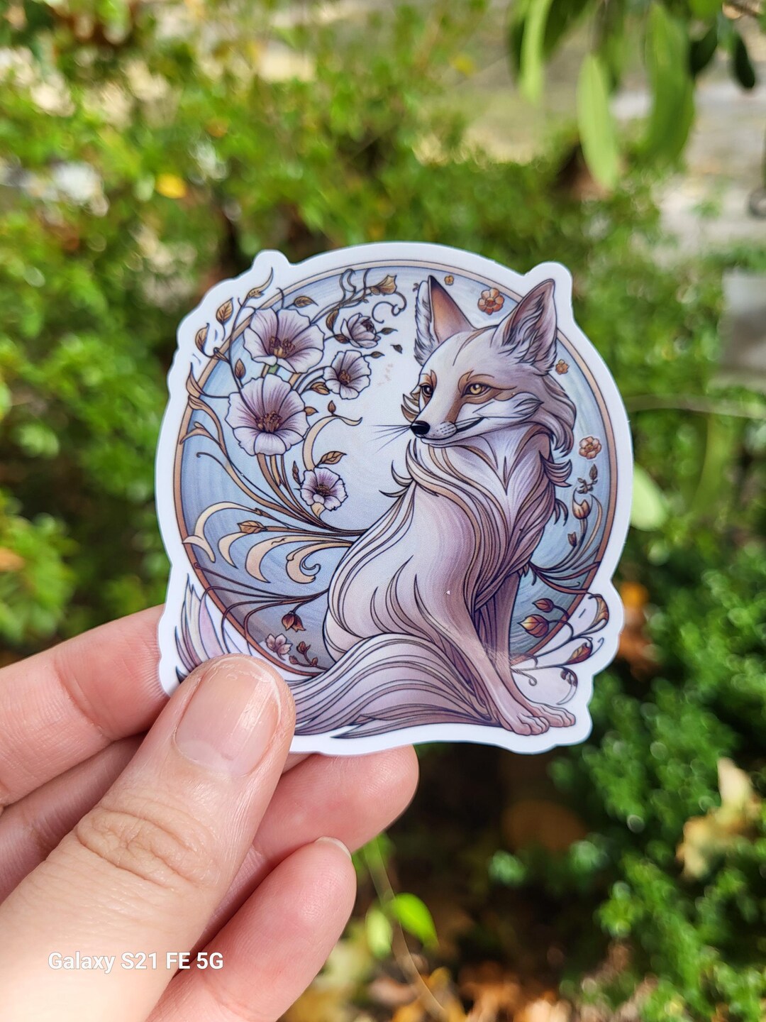 Handmade Fox With Flowers Sticker Bujo Floral Durable Waterproof Vinyl ...