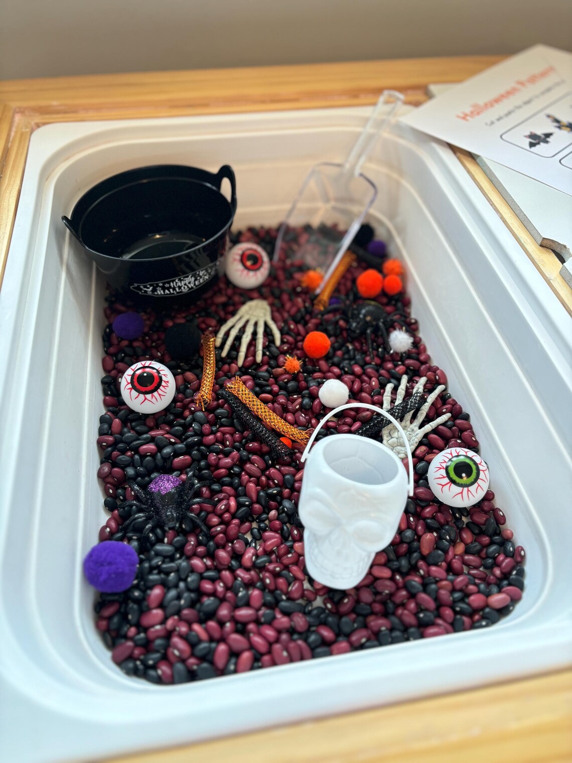 Skeleton Sensory Bin With Pattern Practice | Halloween STEM Learning ...