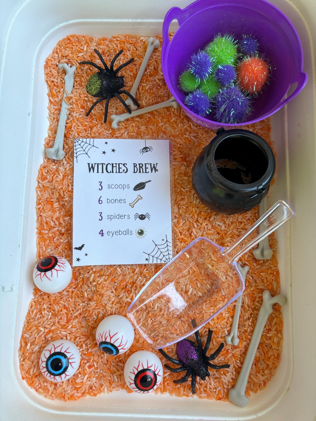 Spooky Halloween Sensory Bin, Witches Brew Task Cards, Sensory Play Kit ...