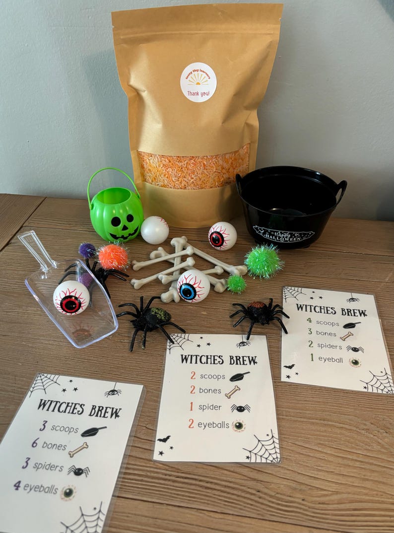 Spooky Halloween Sensory Bin, Witches Brew Task Cards, Sensory Play Kit ...