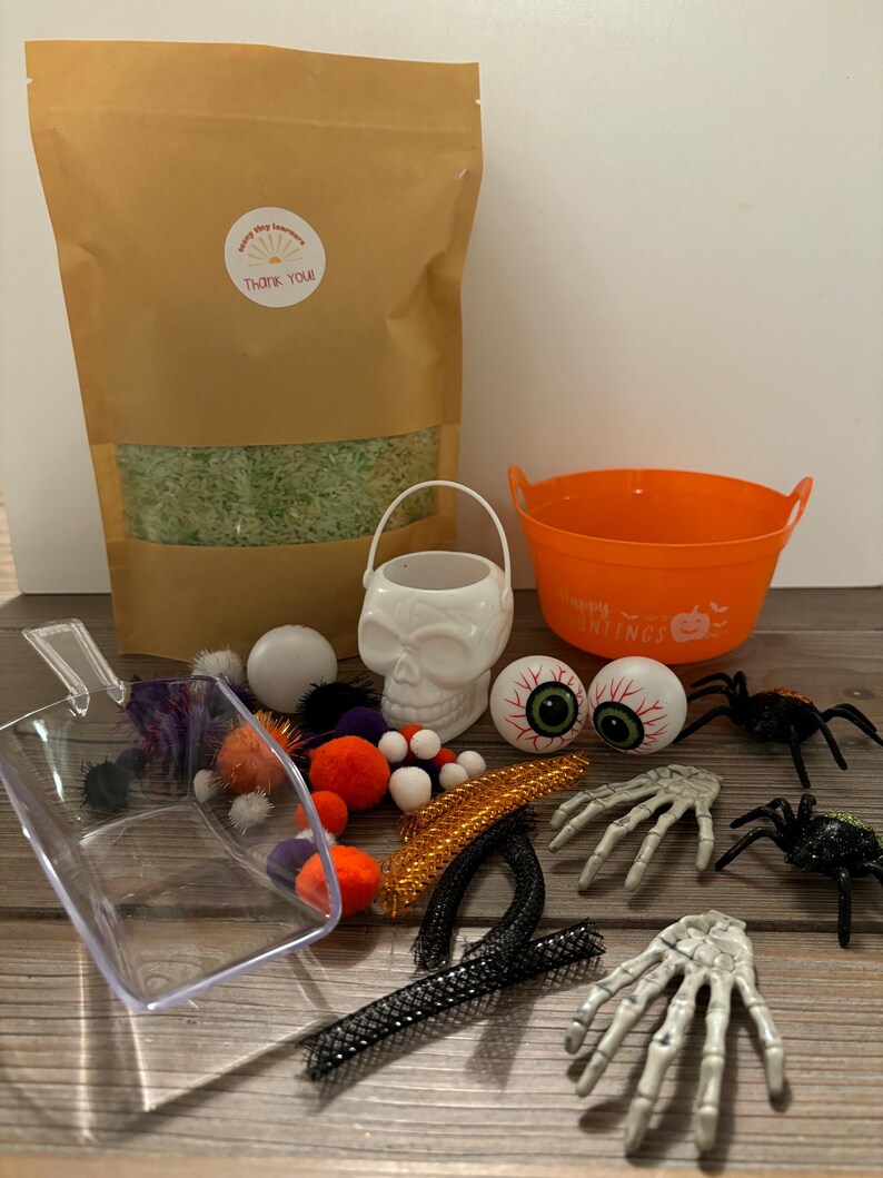 Skeleton Sensory Bin With Pattern Practice | Halloween STEM Learning ...