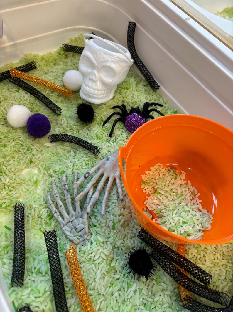 Skeleton Sensory Bin With Pattern Practice | Halloween STEM Learning ...