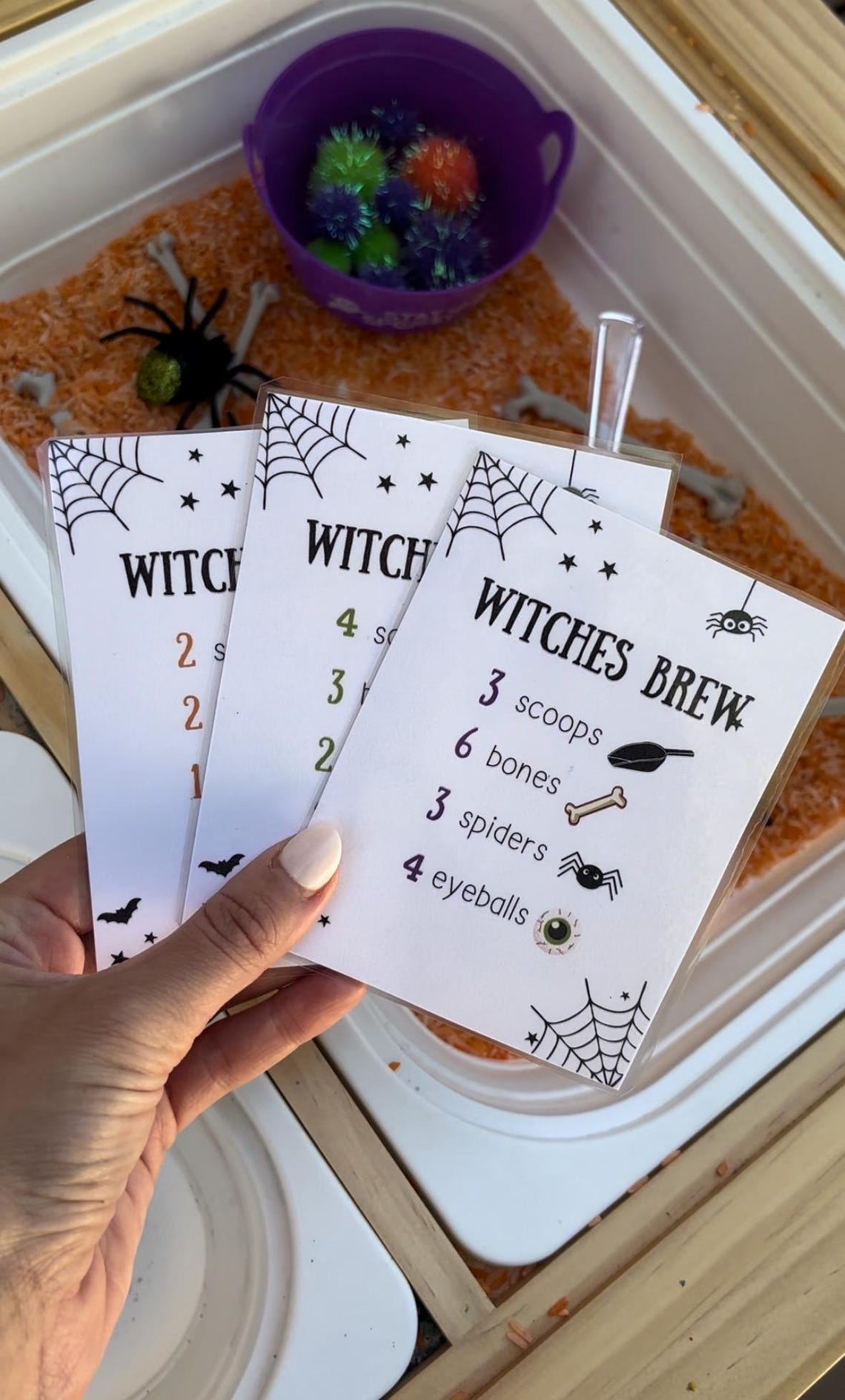 Spooky Halloween Sensory Bin, Witches Brew Task Cards, Sensory Play Kit ...