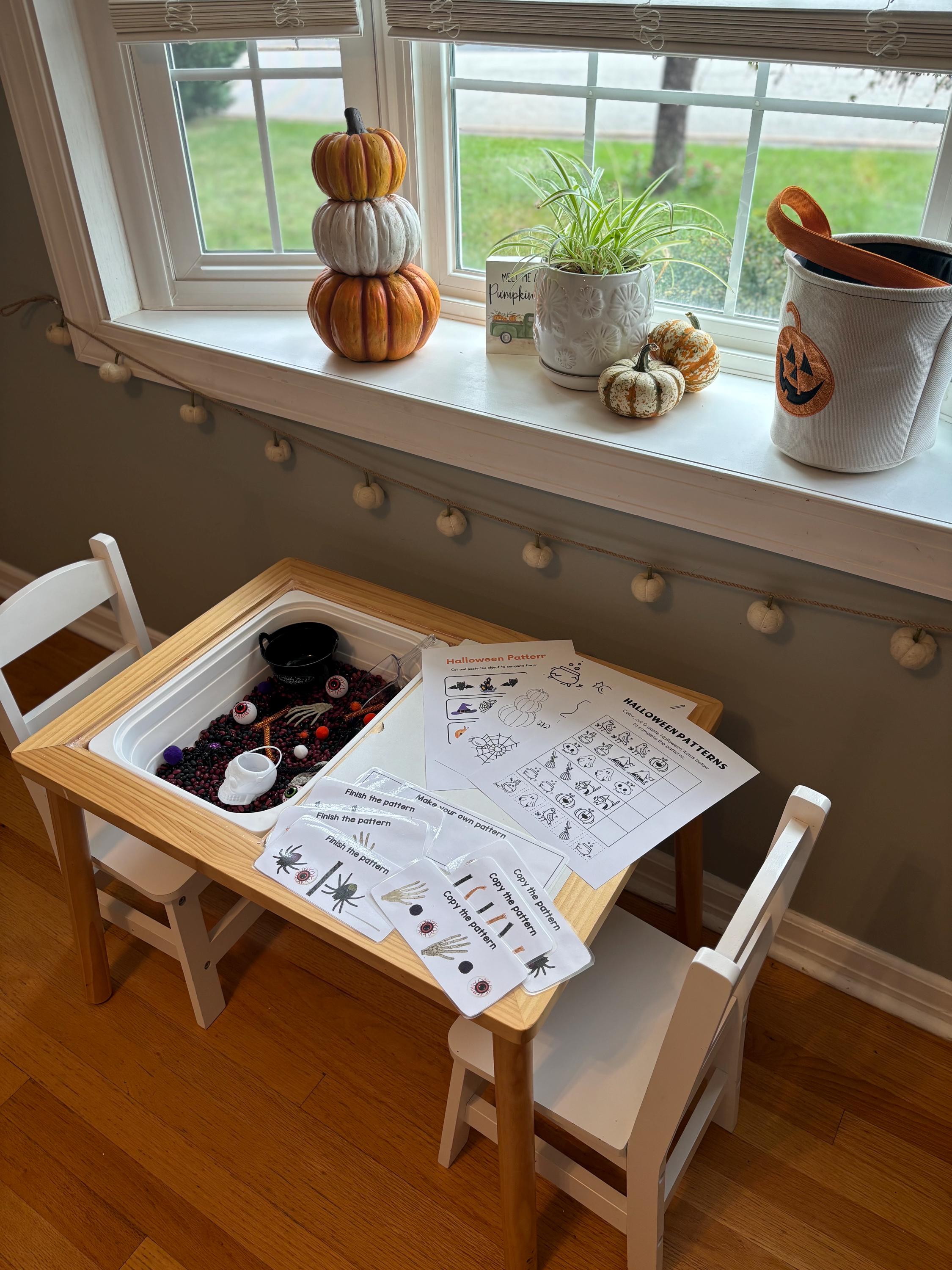 Skeleton Sensory Bin With Pattern Practice | Halloween STEM Learning ...