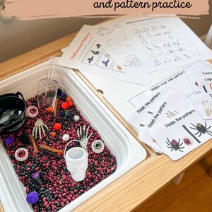 Skeleton Sensory Bin With Pattern Practice | Halloween STEM Learning ...