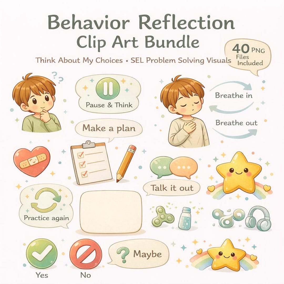 Behavior Reflection Clip Art, Think About My Choices, SEL Problem ...
