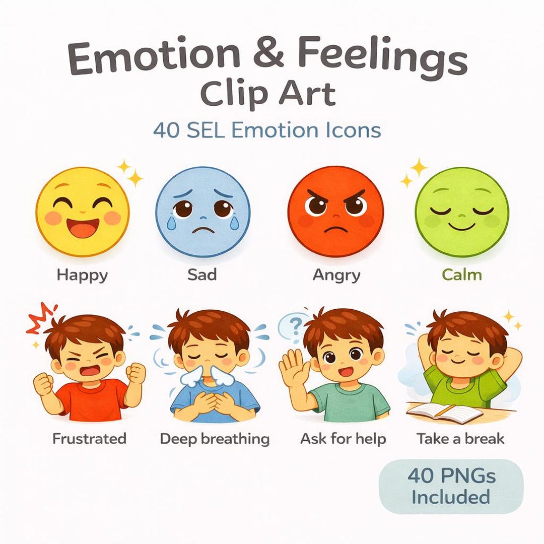 Emotion and Feelings Visual Icons Clip Art - Etsy