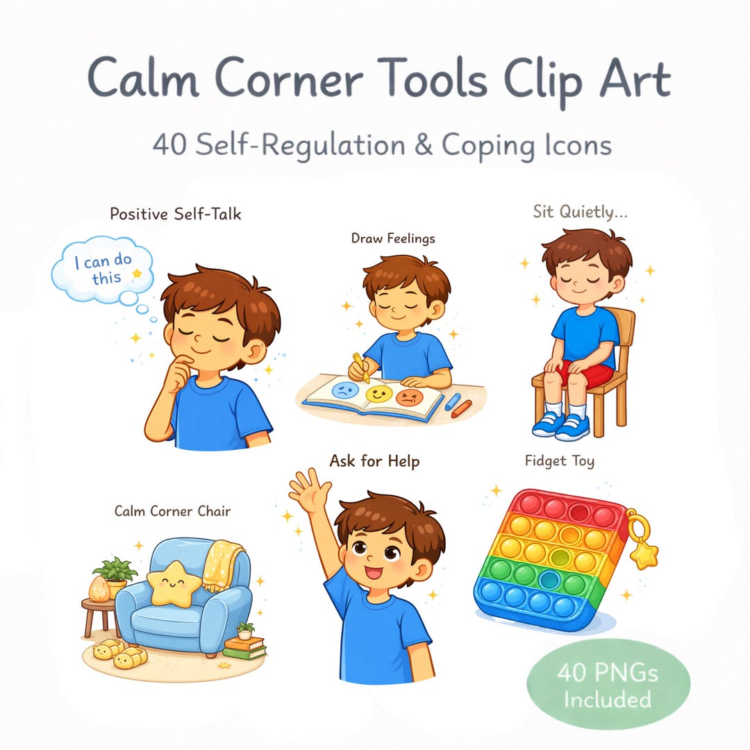 Calm Corner Tools Clip Art, Self Regulation Visuals, Coping Skills ...