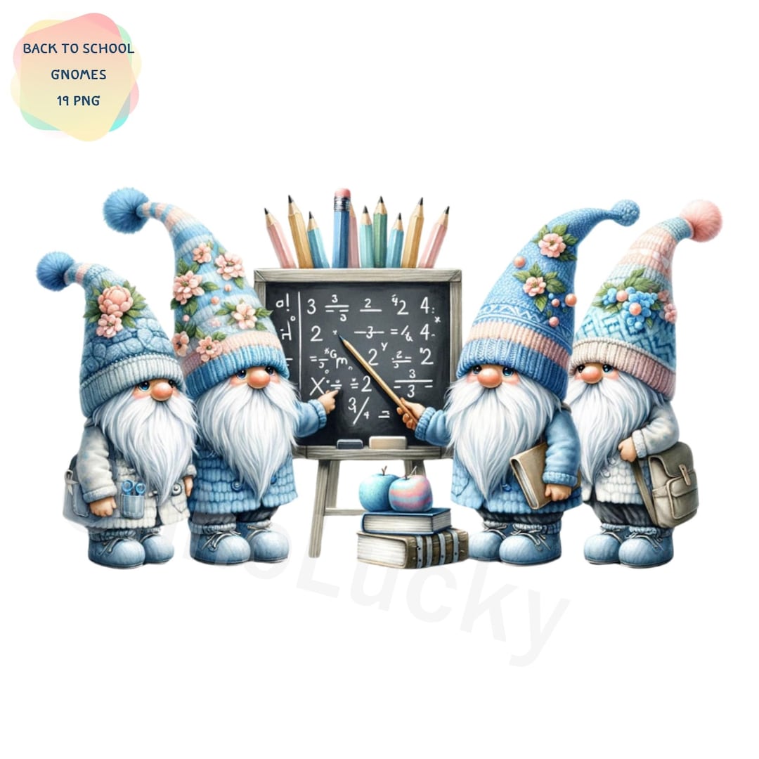 Watercolor Back to School Gnomes Clipart, Teacher Gnomes Sublimation ...