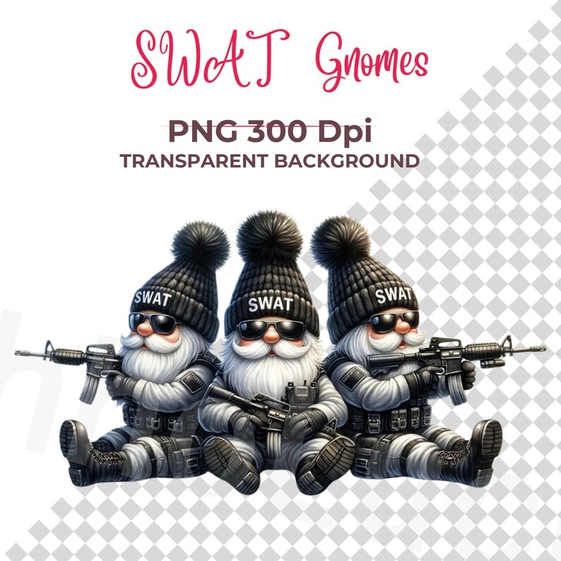 Watercolor SWAT Gnome Clipart Bundle. Police Clipart Bundle. Gnome ...