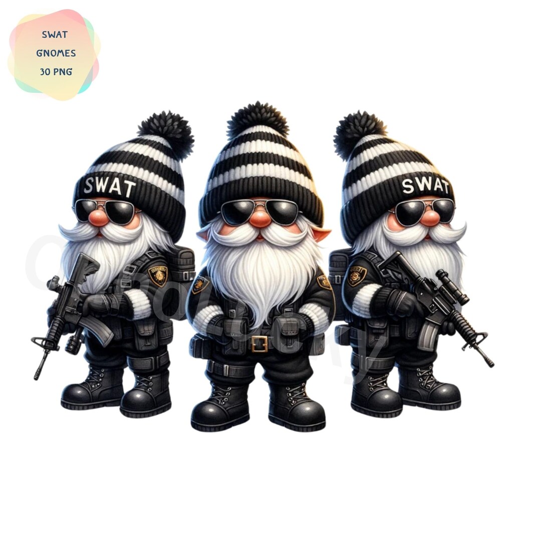 Watercolor SWAT Gnome Clipart Bundle. Police Clipart Bundle. Gnome ...