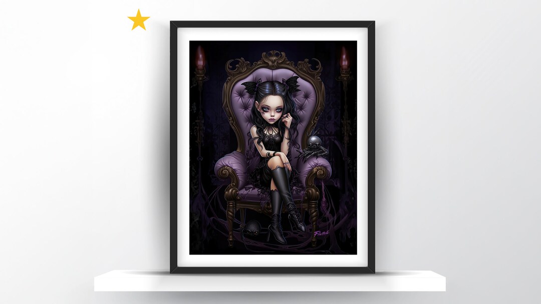 WALL ART Goth Vampire Girl Poster and Prints Printed on Museum Quality ...