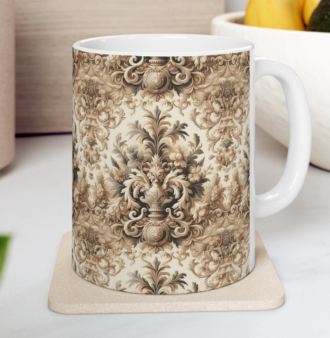 French Mug, Aubusson Tapestry Mug, Designer Mug, French Tapestry Mug ...