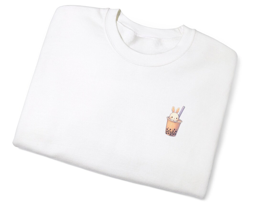Cute Bunny White Rabbit Boba Milk Tea Sweatshirt - Etsy