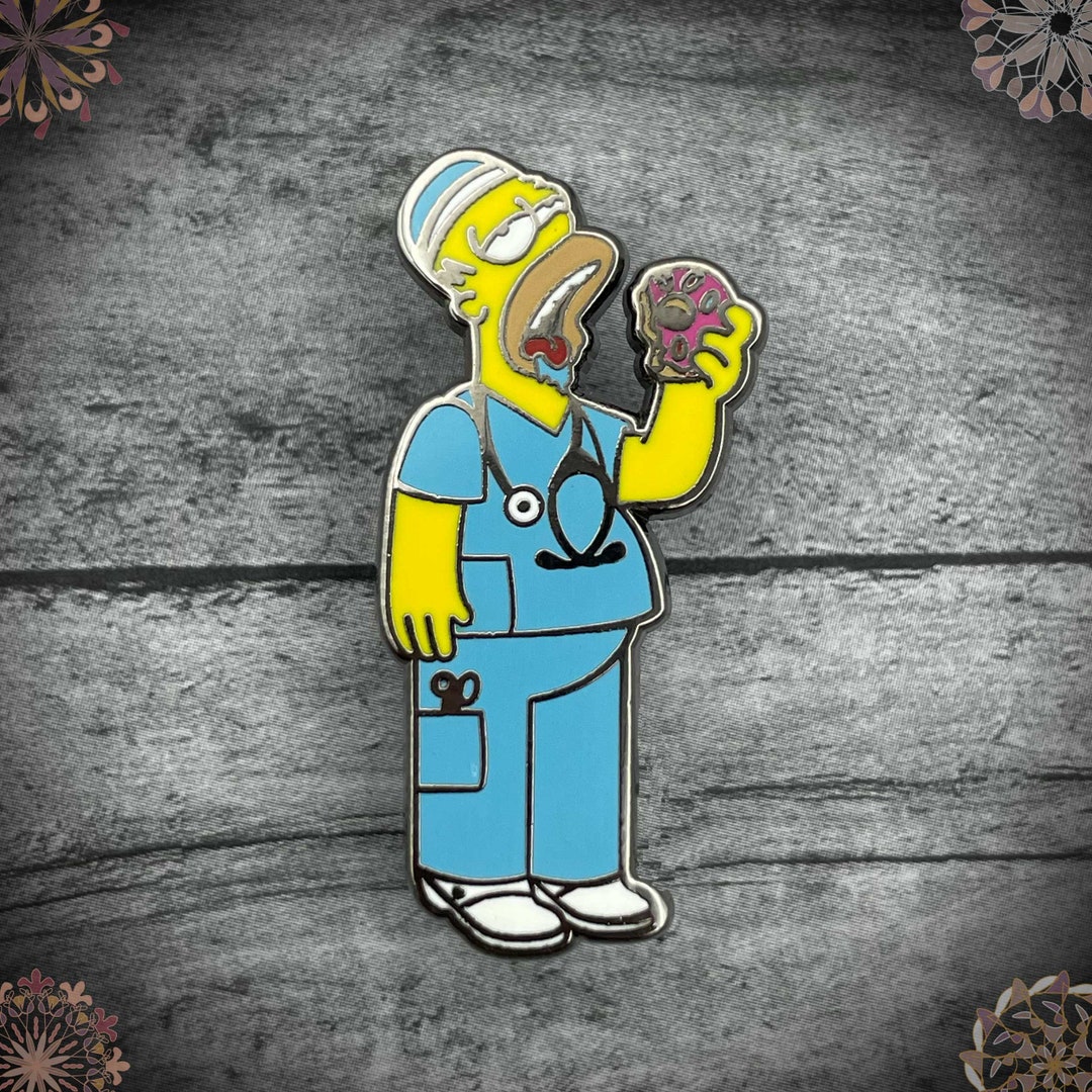 Homer Simpson Nurse Enamel Pin: Funny Cartoon Fan Gift - Etsy