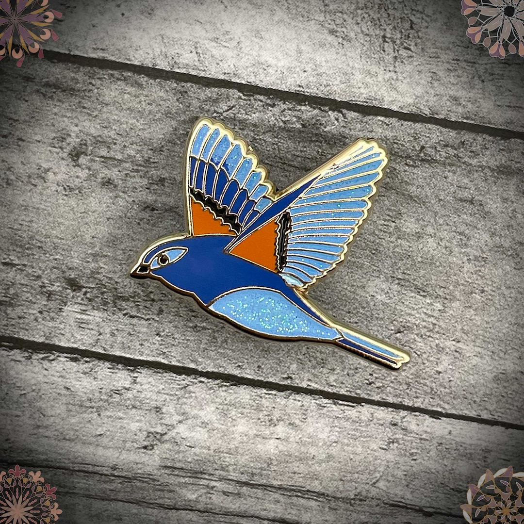 Blue Bird of Hope Enamel Pin: Gold Plated Lapel Pin - Etsy