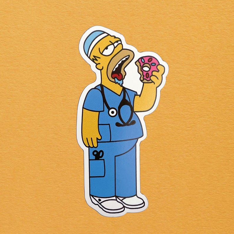 Homer Simpson Nurse Magnet: Funny Fridge Decor, Donut Lover Gift - Etsy