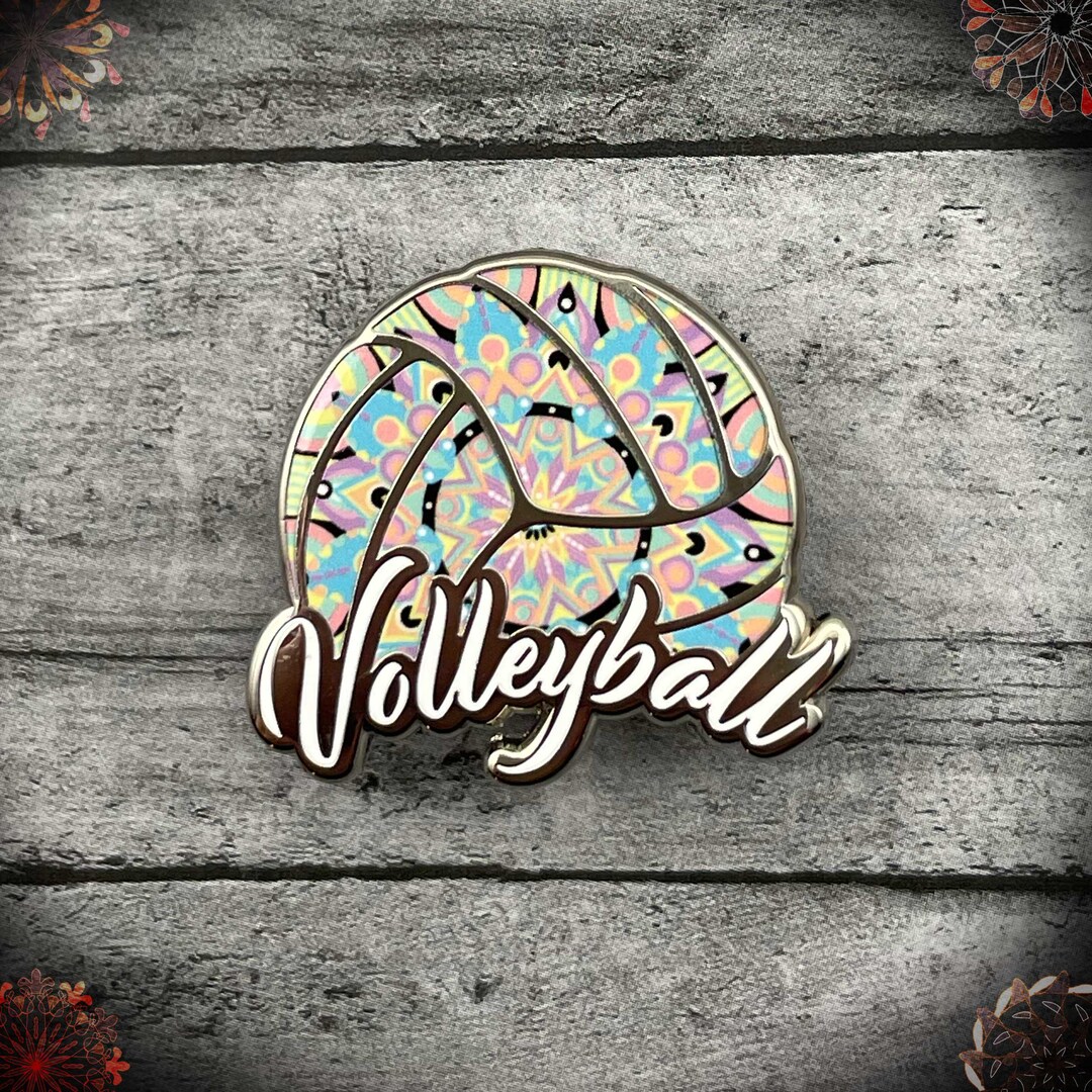 Volleyball Mosaic Enamel Pin, Sport Lapel Pin, Volleyball Team Pin ...