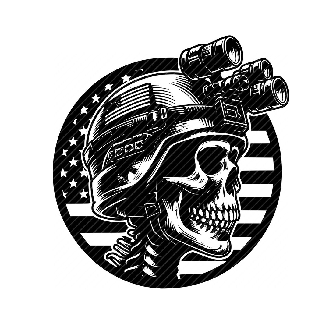 Night Vision Soldier Skull SVG: Military Stencil Graphics (digital Png ...