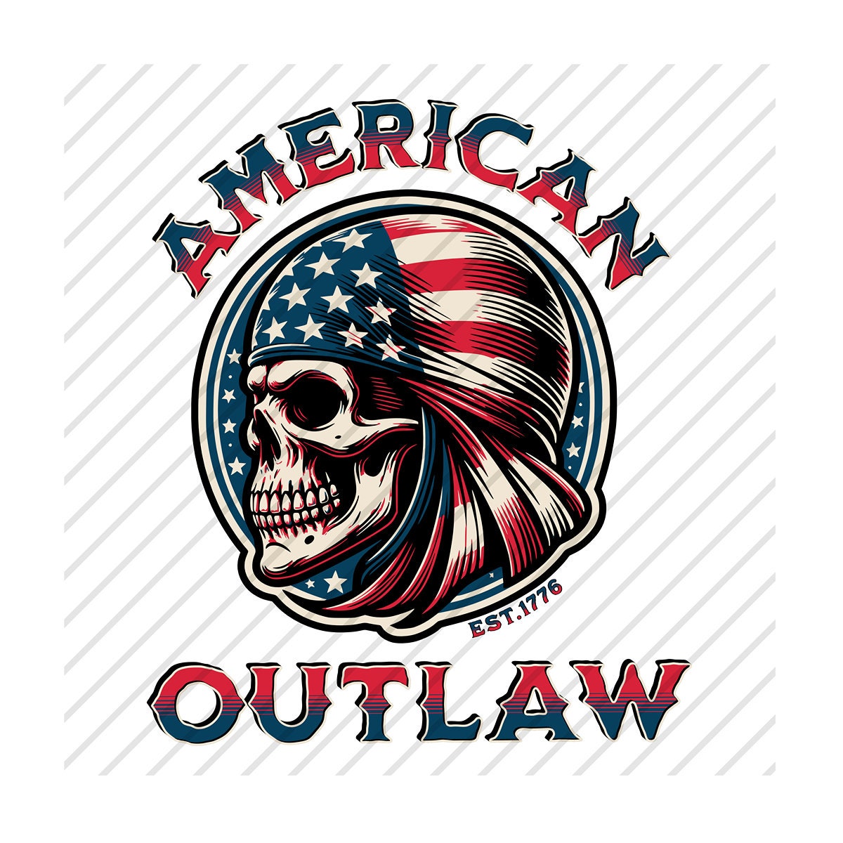 American Outlaw Svg Png, USA Outlaw Skull Svg, American Flag Skull Svg ...