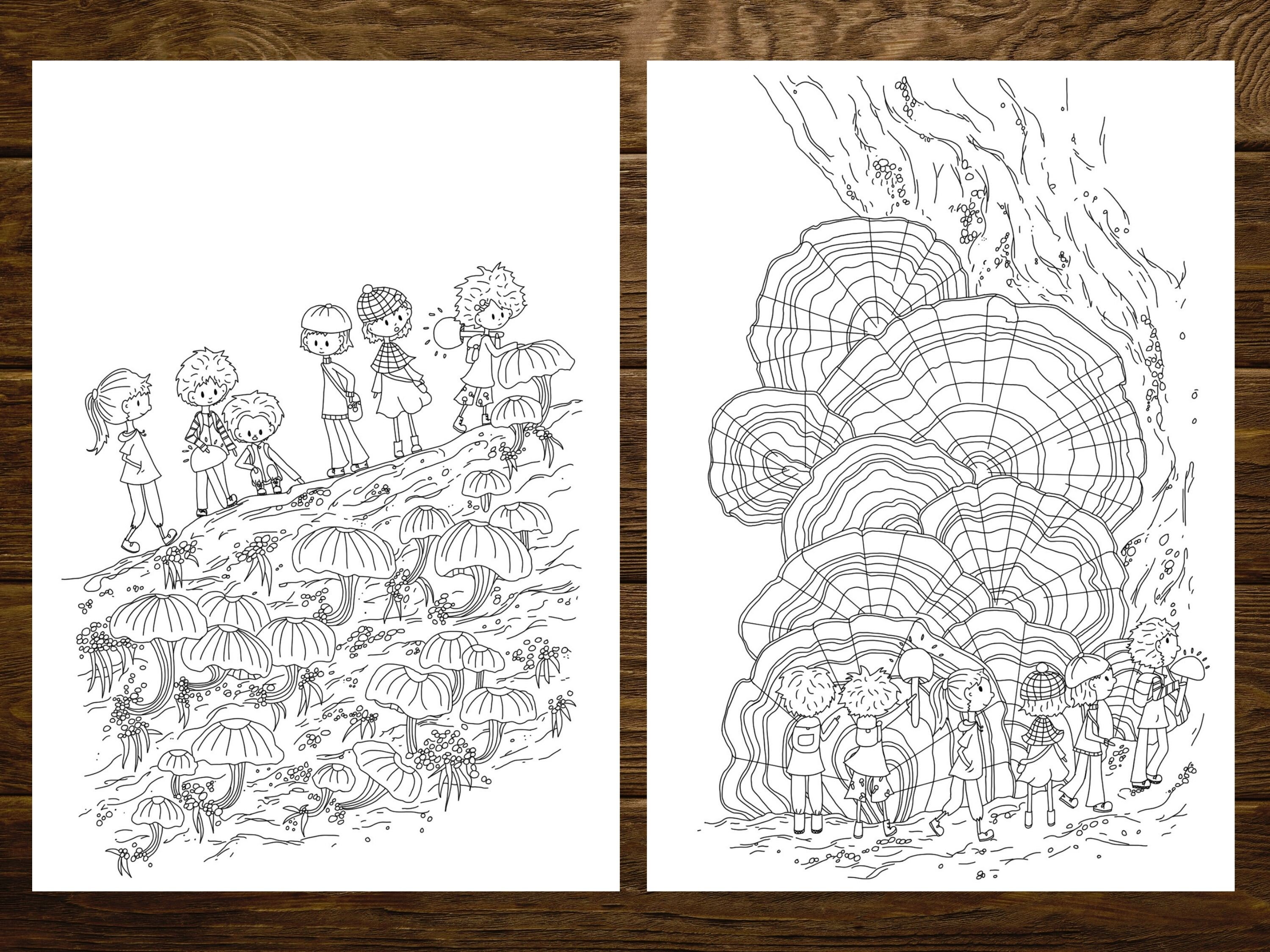 8 Printable PDF Digital Download Mushroom Adventures Colouring Pages ...