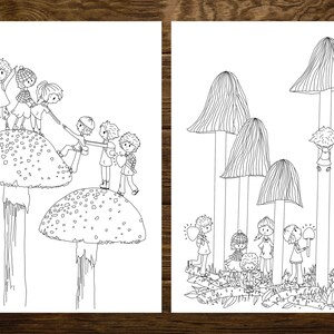 8 Printable PDF Digital Download Mushroom Adventures Colouring Pages ...