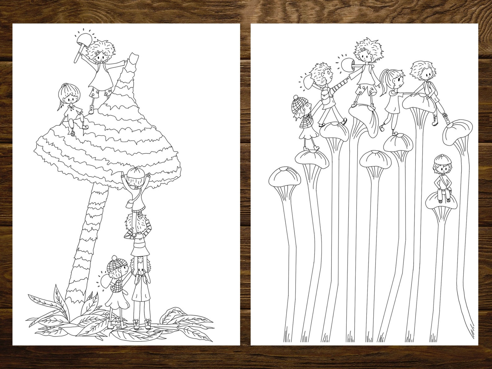 8 Printable PDF Digital Download Mushroom Adventures Colouring Pages ...