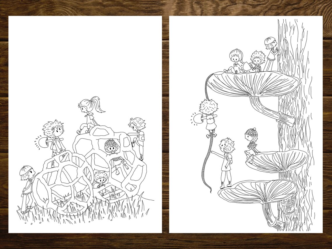 8 Printable PDF Digital Download Mushroom Adventures Colouring Pages ...