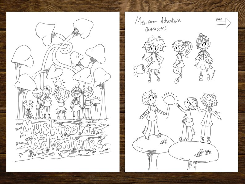 8 Printable PDF Digital Download Mushroom Adventures Colouring Pages ...