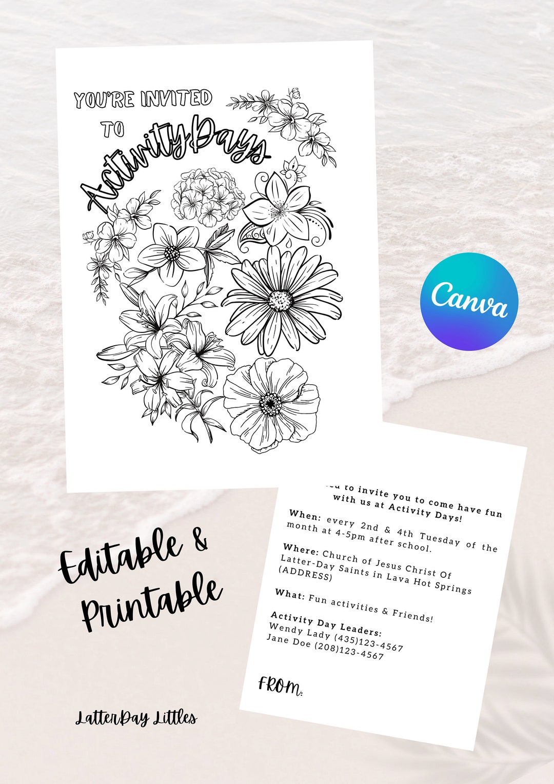 Activity Days Invitation Coloring Activity - Etsy