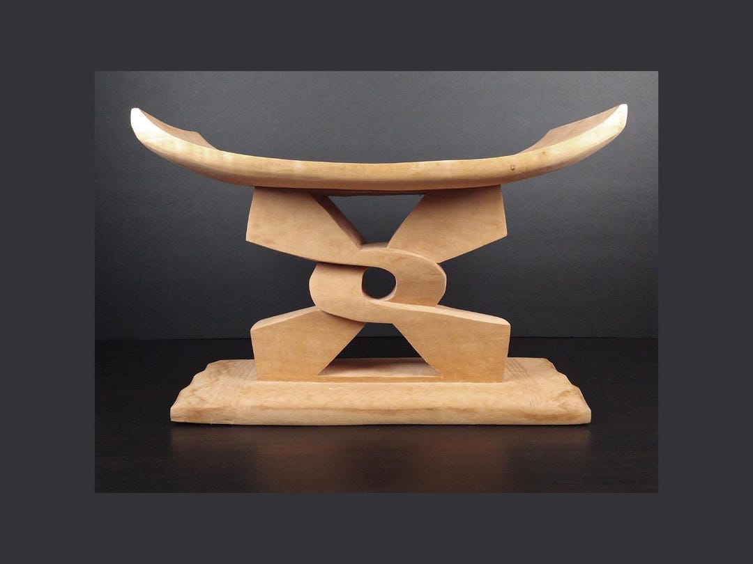 Hand Carved Wisdom Knot Ashanti Stool, 20th Century Ceremonial ...