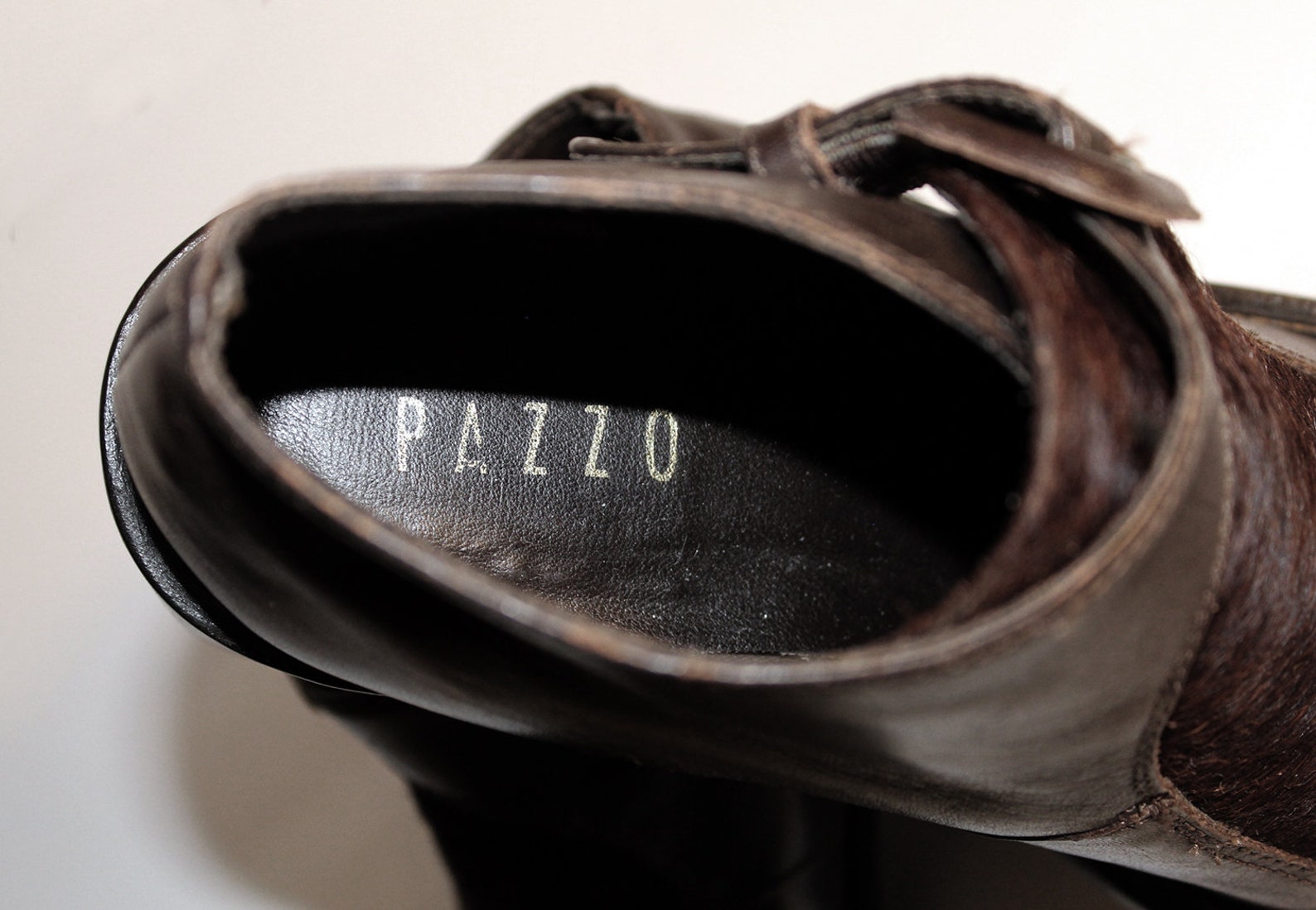 PAZZO Brown Leather & Cowhide Booties, Women’s Leather N Fur Ankle ...