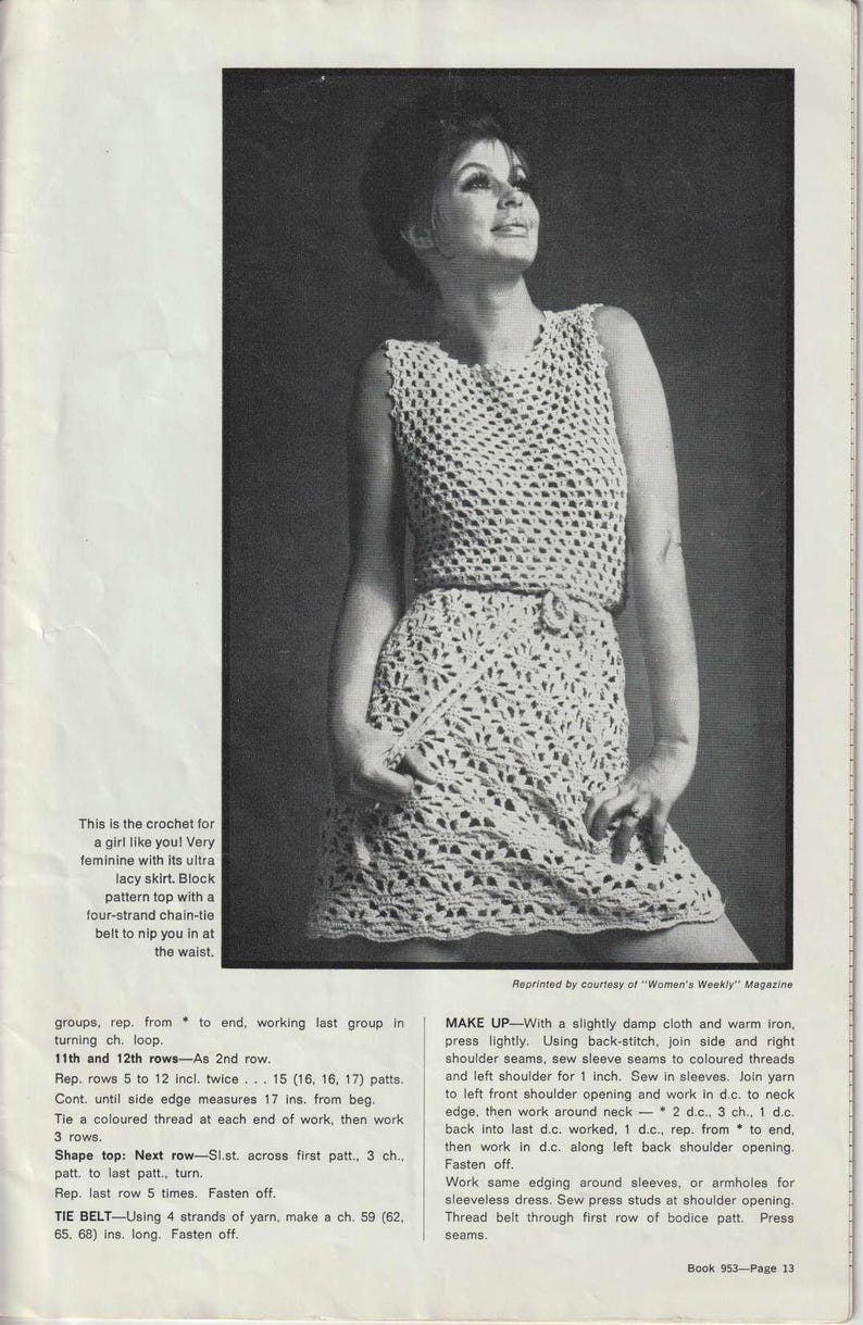 Vintage 1970's Crochet Pattern Book - Beautiful in Crochet Book 953 ...