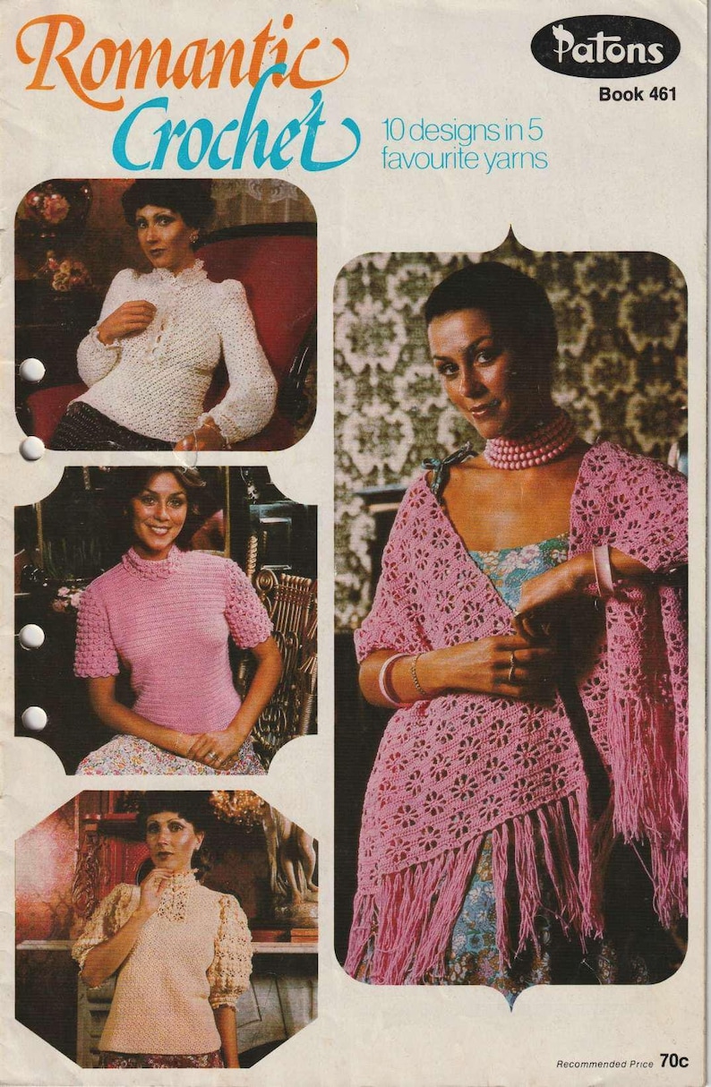 Vintage 1970's - Romantic Crochet - Patons Crochet Pattern Book No 461 ...