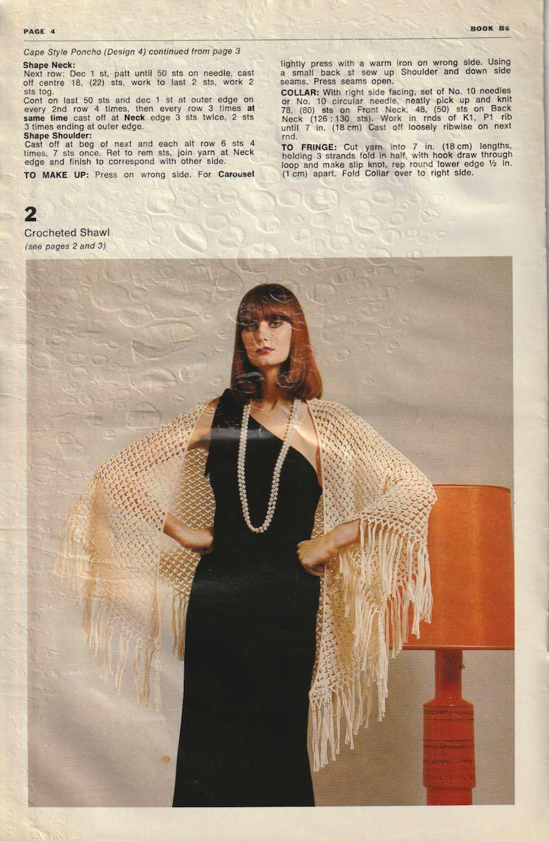 Vintage 1970's Crochet Pattern Book - Shawls, Stoles, Scarves E.t.c ...