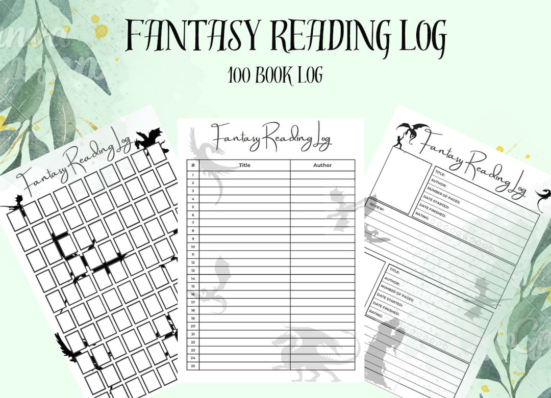 Fantasy Reading Journal, Reading Tracker, Reading Planner, Reading Log ...