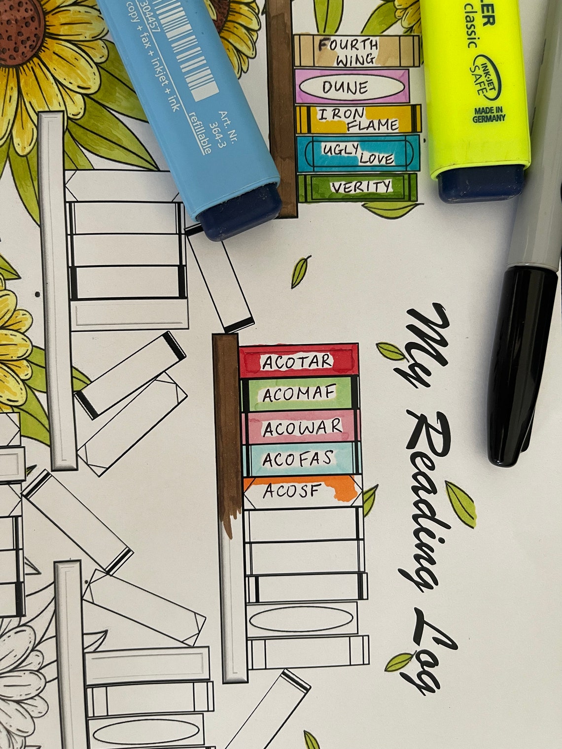 Reading Tracker Printable, Bookshelf Reading Log, Nature Themed, Book ...