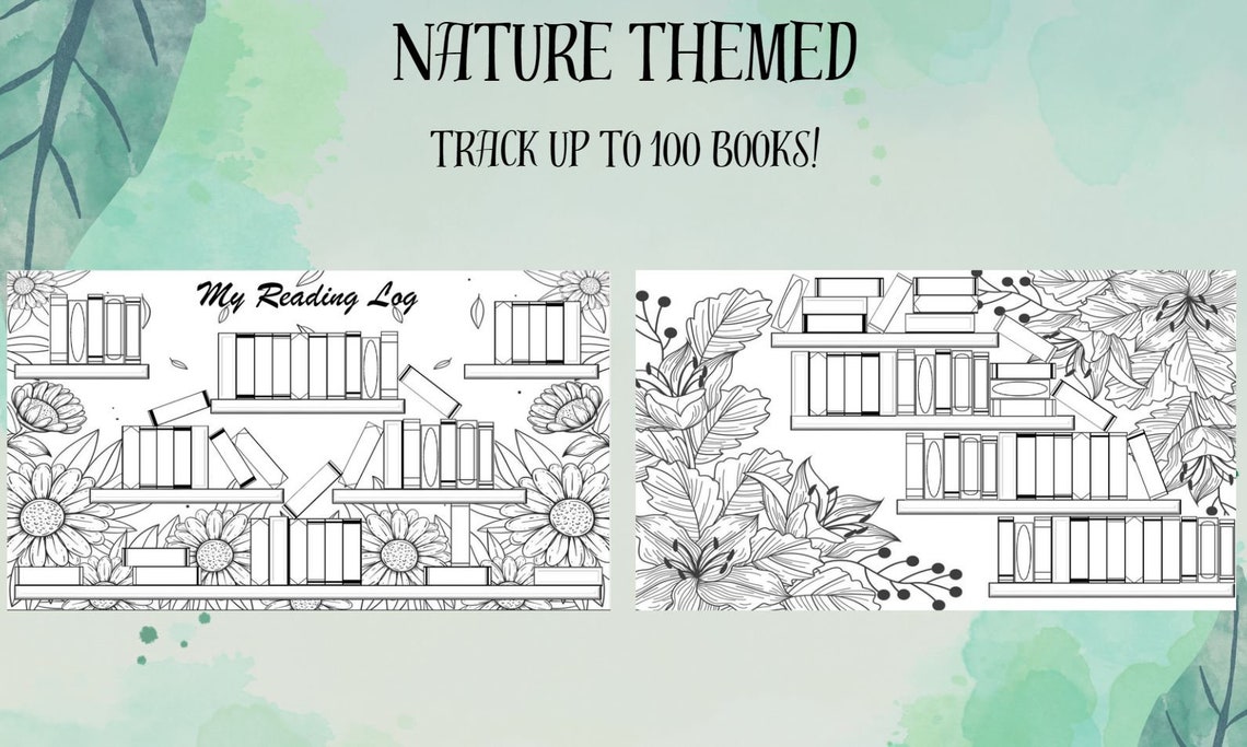 Reading Tracker Printable, Bookshelf Reading Log, Nature Themed, Book ...