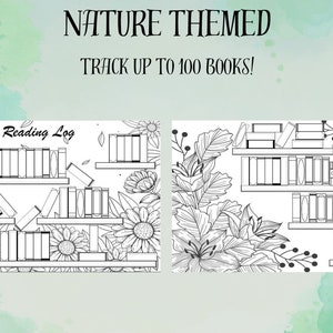 Reading Tracker Printable, Bookshelf Reading Log, Nature Themed, Book ...