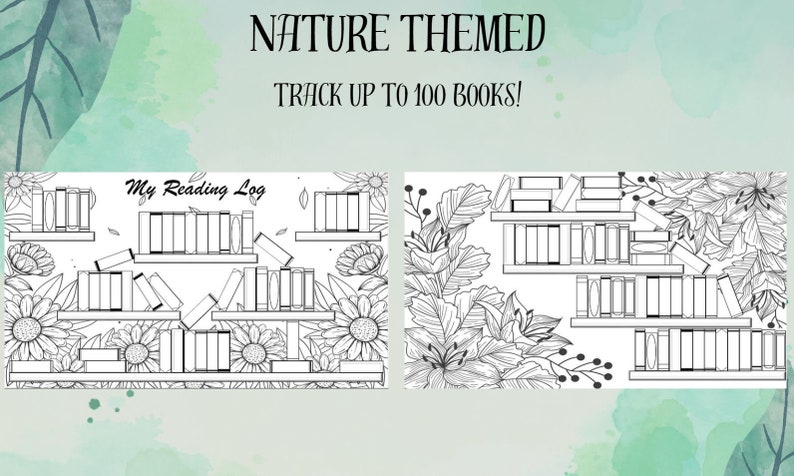 Reading Tracker Printable, Bookshelf Reading Log, Nature Themed, Book ...