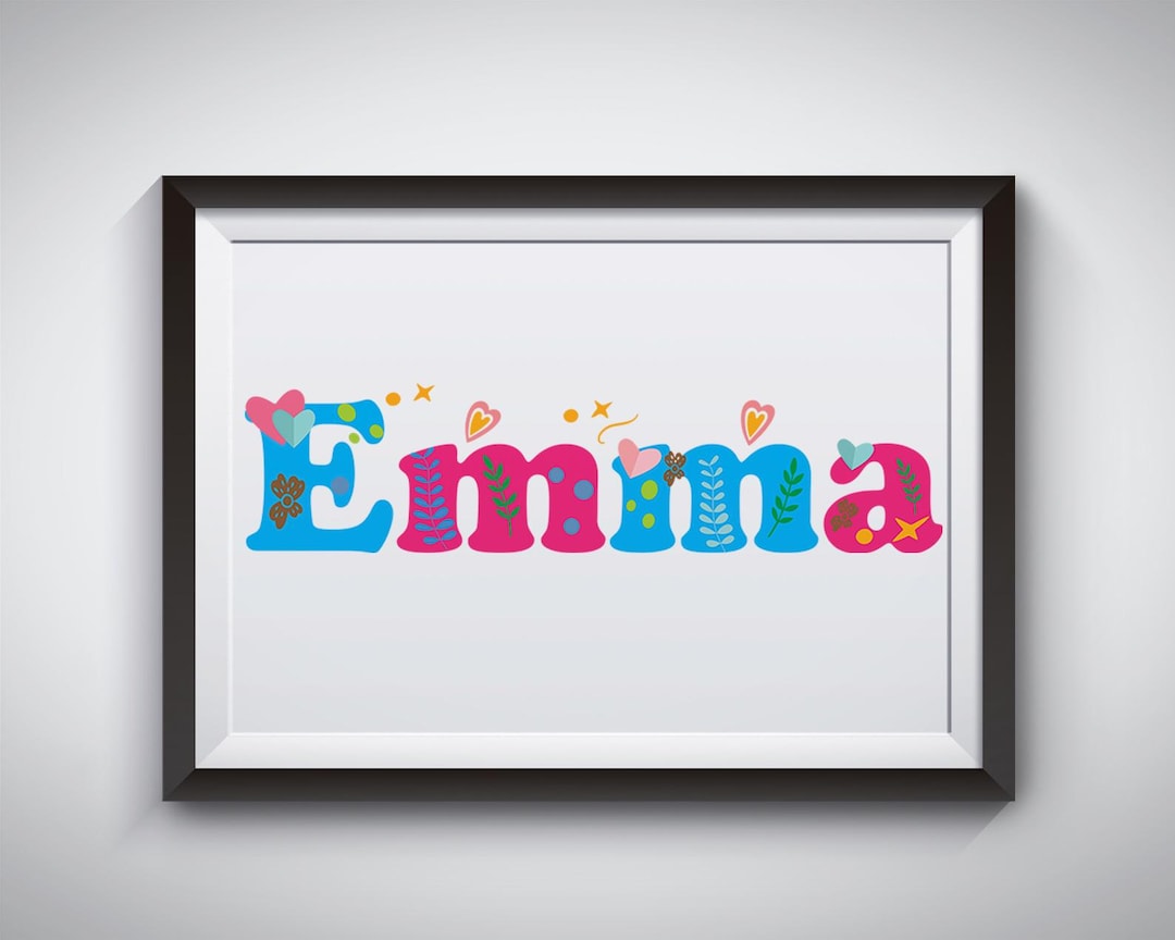 Emma Name Art Poster: Playful Font, Girl Gift, Nursery Decor (instant ...