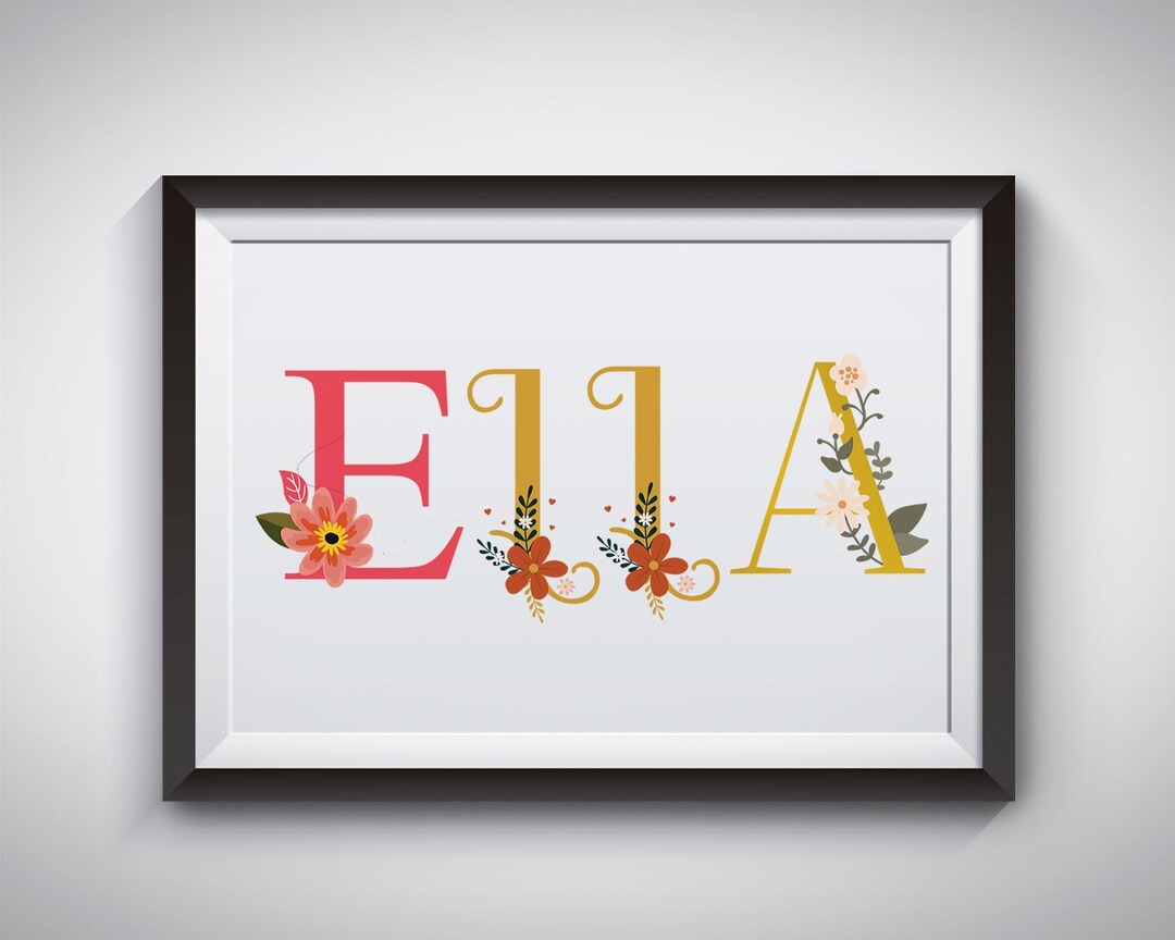 ELLA Name Art Poster: Playful Font, Girl Gift, Nursery Decor (instant ...