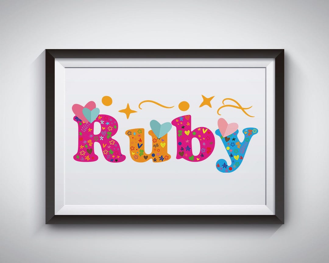 Ruby Name Art Poster: Playful Font, Girl Gift, Nursery Decor (instant ...