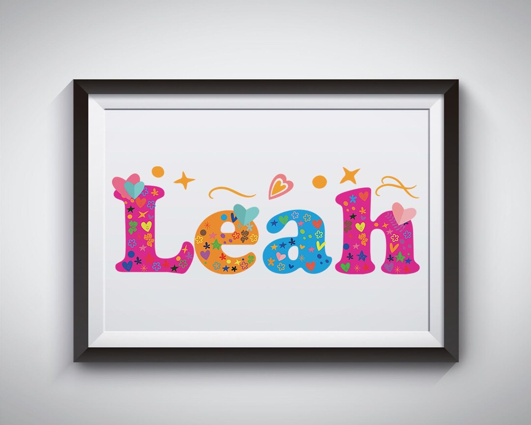 Leah Name Art Poster: Playful Font, Girl Gift, Nursery Decor (instant ...