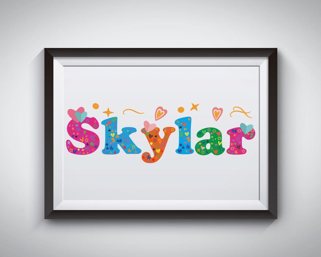 Skylar Name Art Poster: Playful Font, Girl Gift, Nursery Decor (instant ...