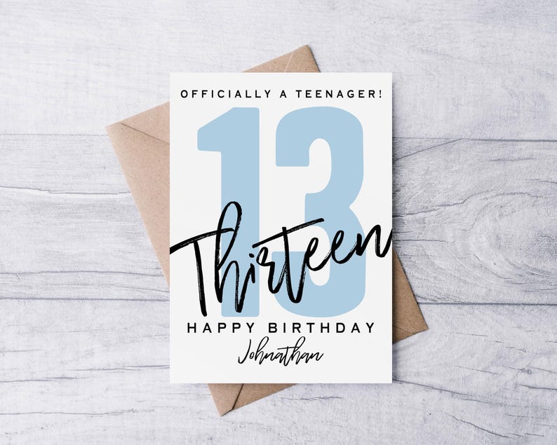 Funny Thirteen Birthday Card for Son, Personalized 13th Birthday Card ...