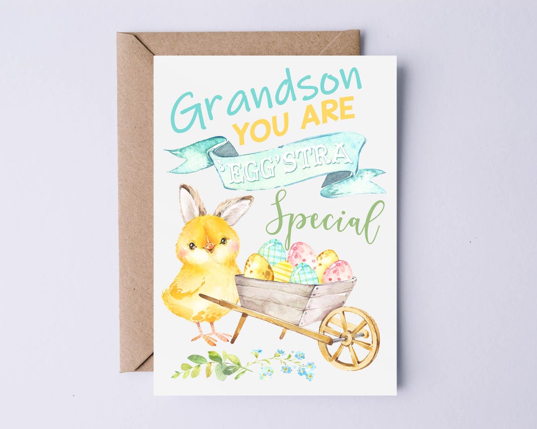 Easter Card for Grandson, Easter Chicken Card for 1st Easter, Chick ...